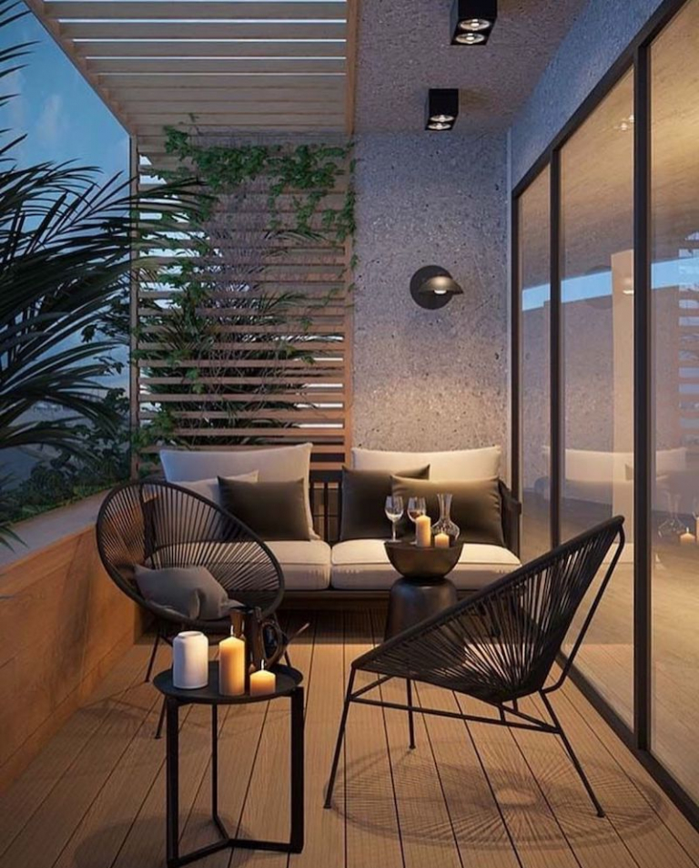 Arredare balcone piccolo e stretto confortevole - Archzine.it